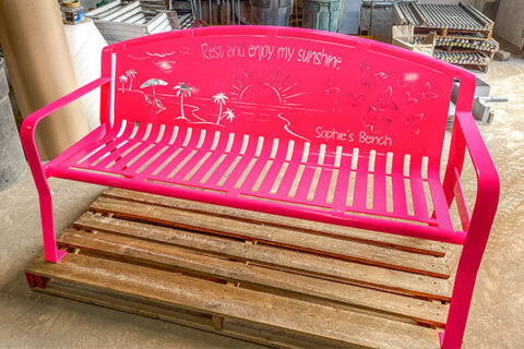 Custom Pink Memorial Benches - Smith Steelworks
